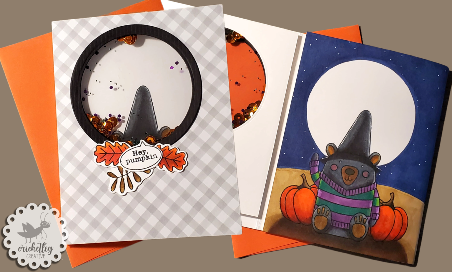 Bear Witch Project Shaker Card - Cricketleg Creative